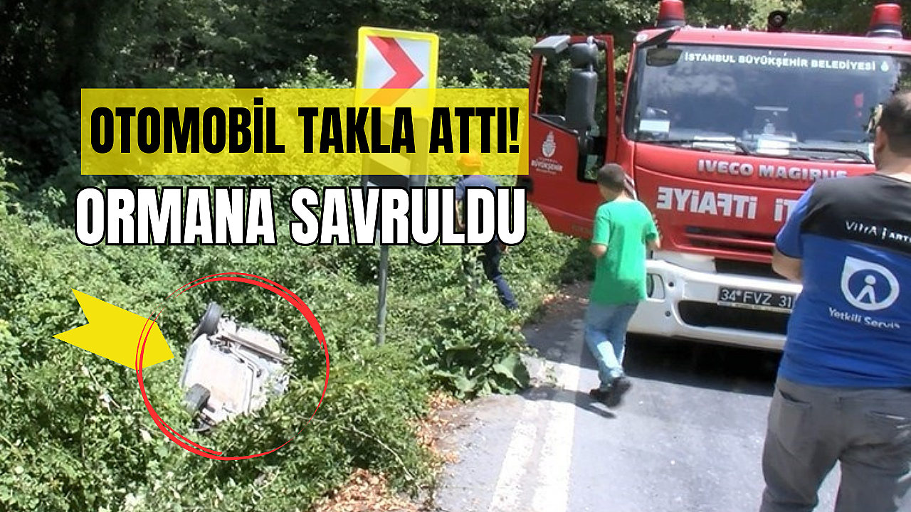 Otomobil takla atarak ormanlık alana uçtu! Araçtan sağ çıktı ...